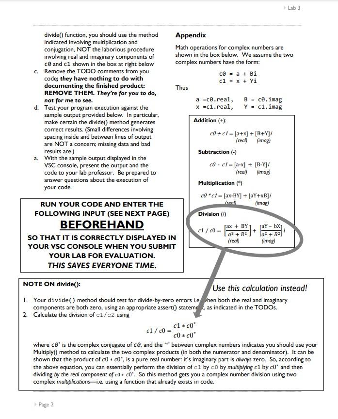 Solved Lab 3 The Complex Calculator (Part 1) Due: during | Chegg.com