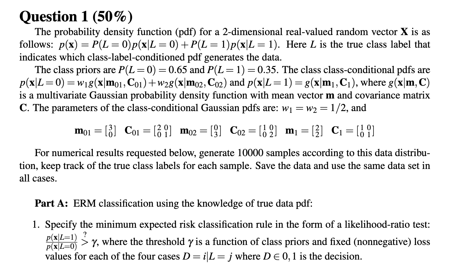 Question 1(50%) The probability density function | Chegg.com
