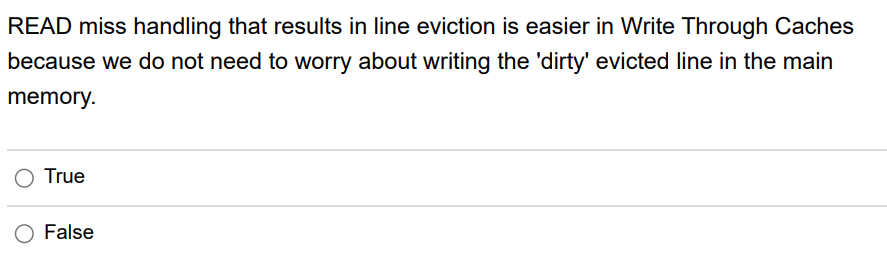 Solved READ miss handling that results in line eviction is | Chegg.com