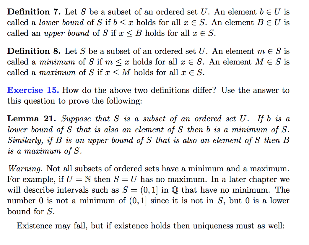 Solved Definition 7. Let S be a subset of an ordered set U. | Chegg.com