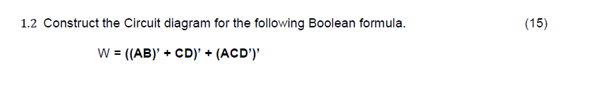 Solved 1.2 ﻿Construct the Circuit diagram for the following | Chegg.com