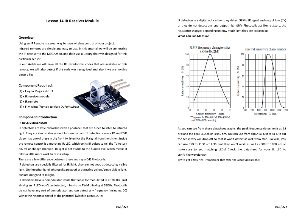 Lesson 14 IR Receiver Module Overview Using an IR | Chegg.com