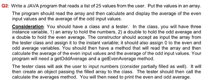 Solved Write a JAVA program that reads a list of 25 values | Chegg.com
