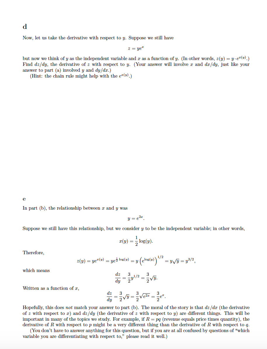 Solved 1 The variable with respect to which you are | Chegg.com