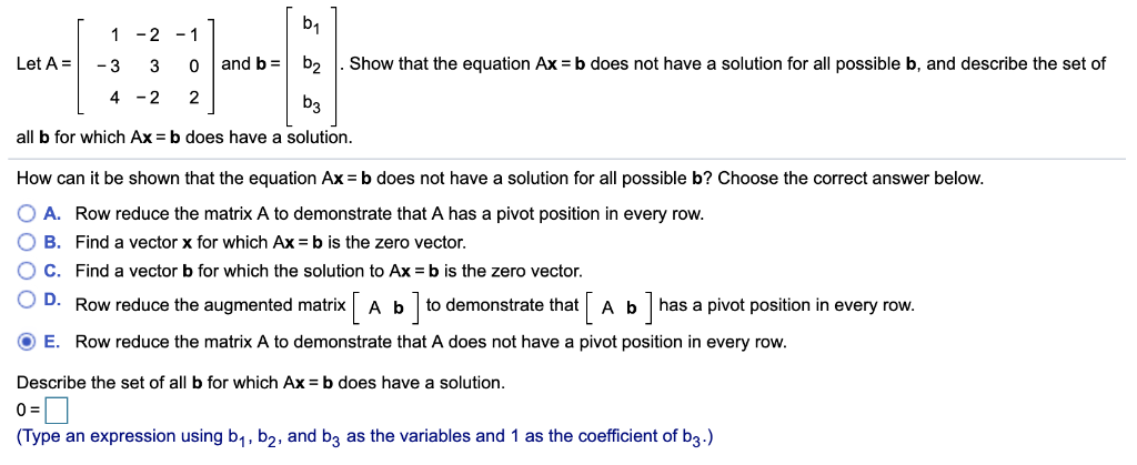 Solved b1 1-2 b2 Let A and b Show that the equation Ax =b | Chegg.com