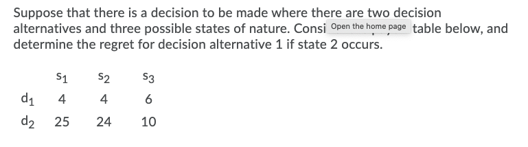 Solved Consider the same decision as before, but now the | Chegg.com