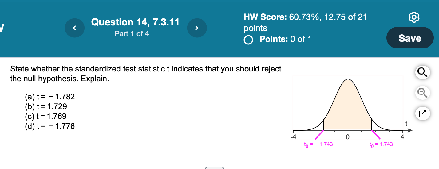 Solved State whether the standardized test statistic t | Chegg.com