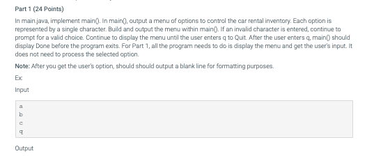 Solved Part 1 (24 Points) In main.java, implement main(). In | Chegg.com