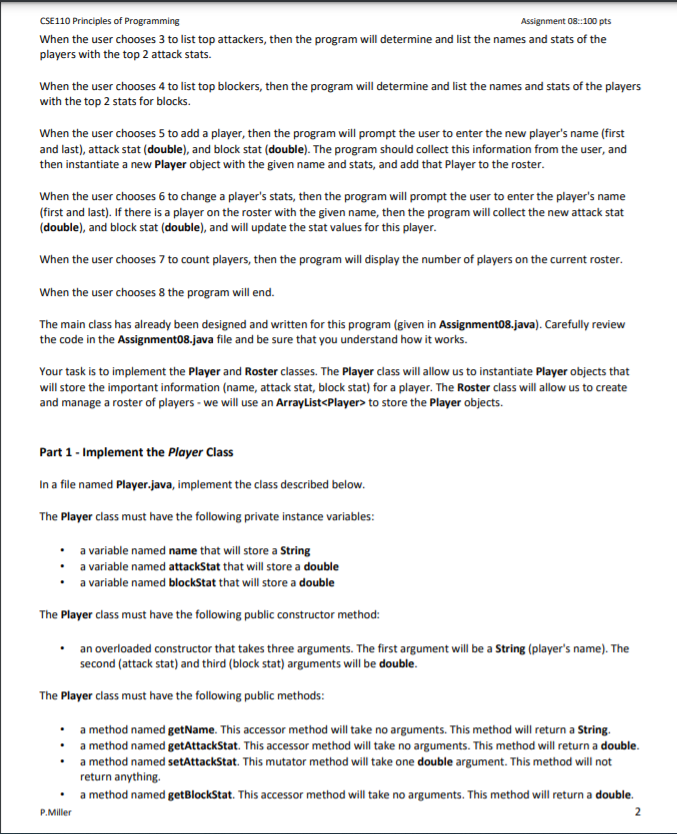 Solved CSE 110 Principles of Programming Assignment 08:100 | Chegg.com