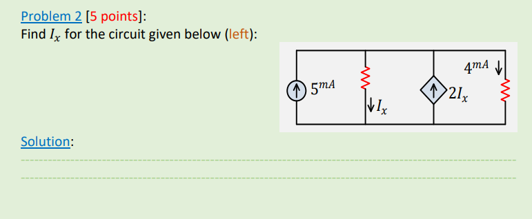Solved Problem 2 [5 points]: Find Ix for the circuit given | Chegg.com