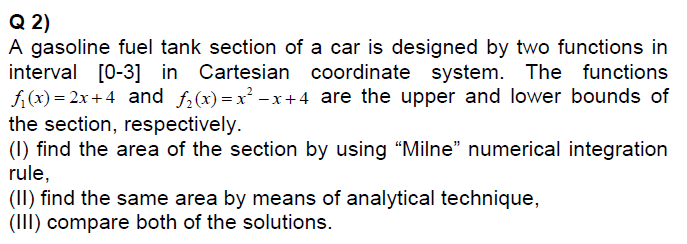 Solved Q2) A gasoline fuel tank section of a car is designed | Chegg.com