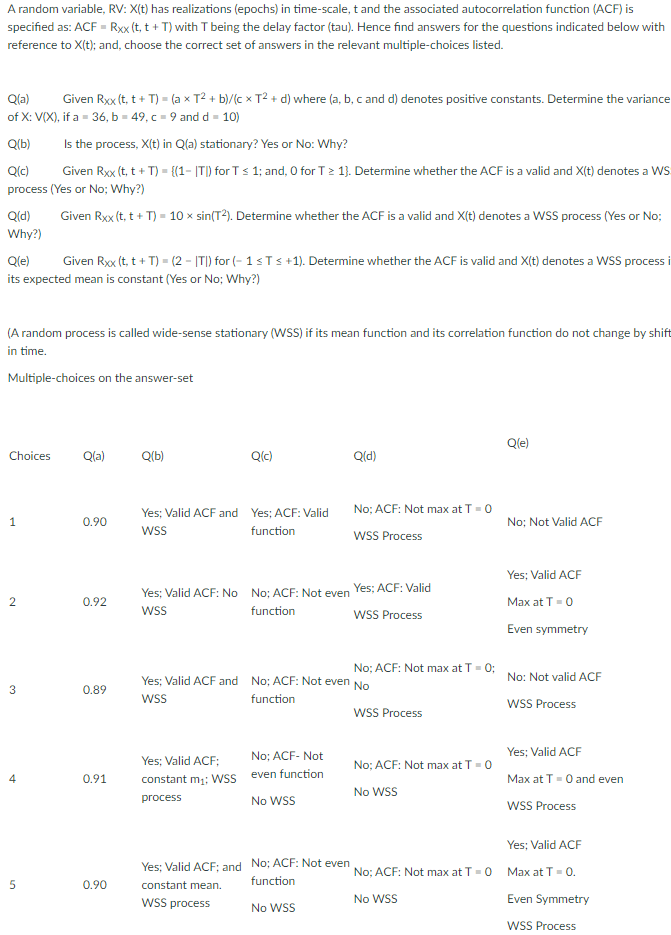 Solved A random variable, RV:X(t) has realizations (epochs) | Chegg.com