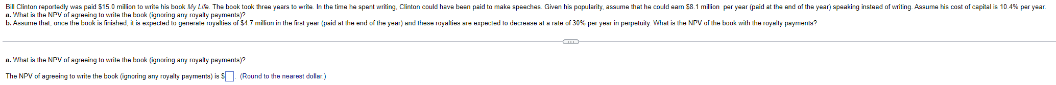 Solved -What is the NPV of agreeing to write the book | Chegg.com