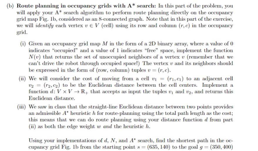 Solved Problem 1: Route planning in occupancy grid maps As | Chegg.com