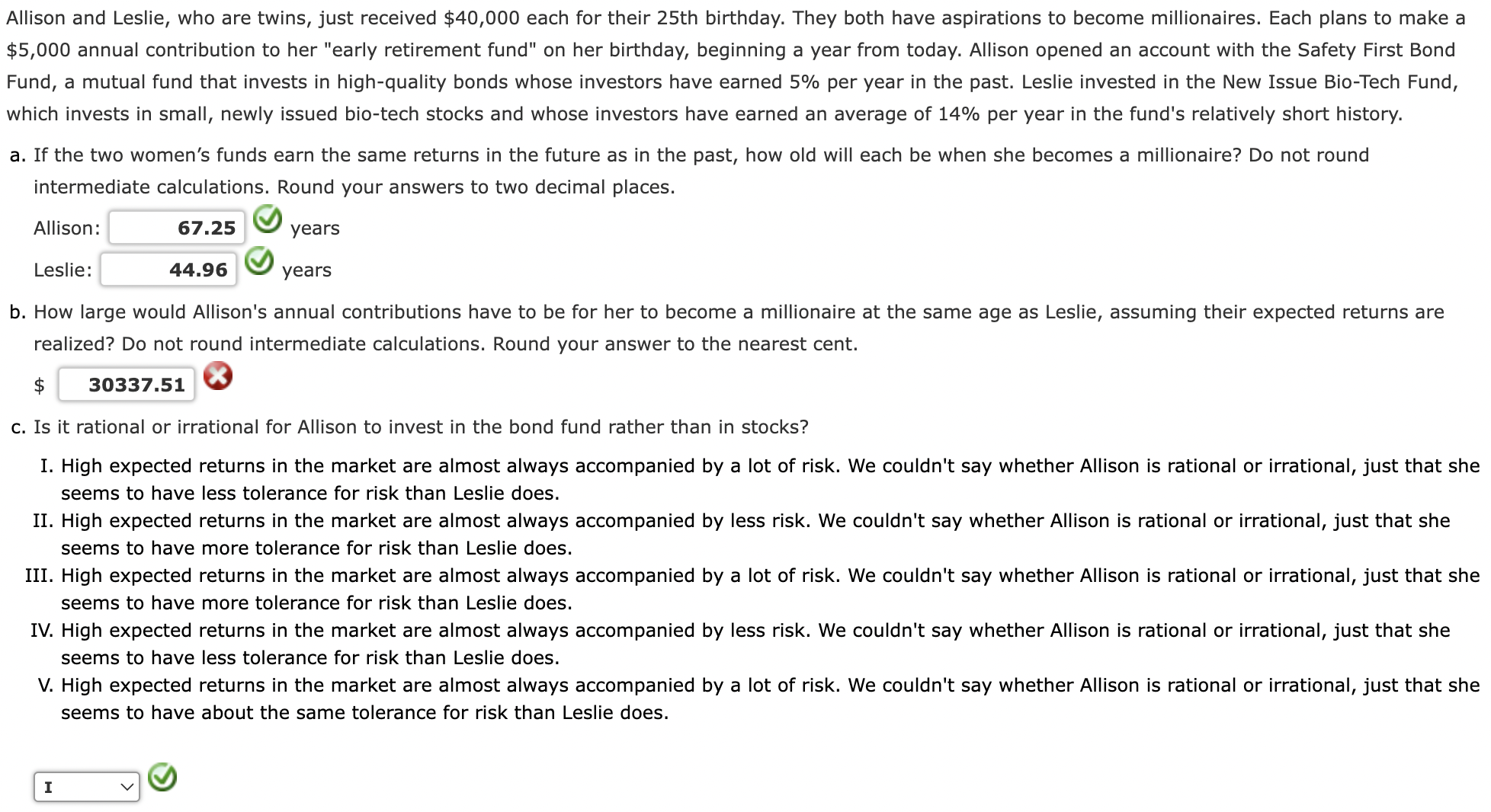 Solved Allison and Leslie, who are twins, just received | Chegg.com