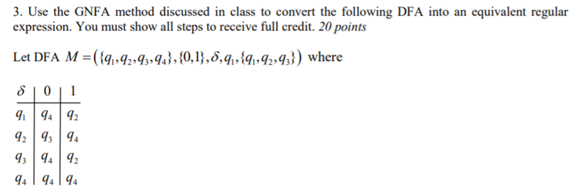 Solved Use the GNFA method discussed in class to convert the | Chegg.com