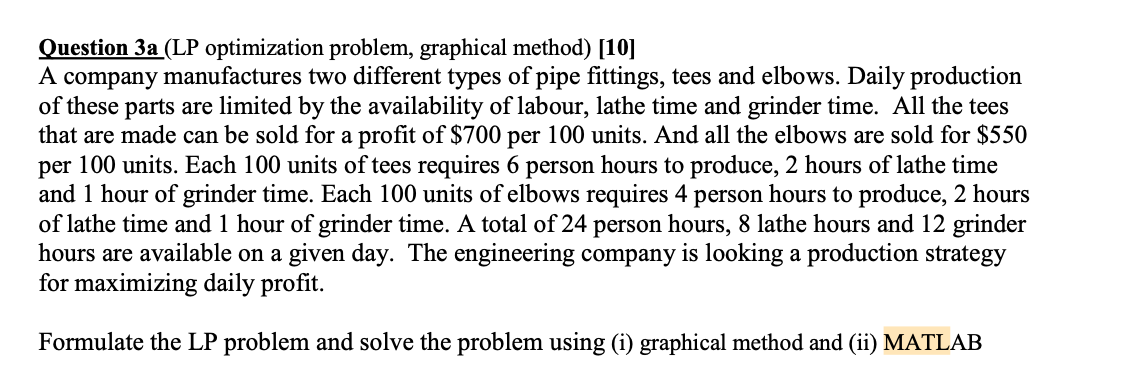 Solved Question 3a (LP optimization problem, graphical | Chegg.com