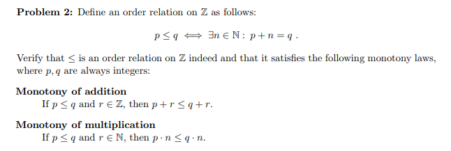 Solved Deﬁne an order relation on Z as follows: p ≤ q ⇐⇒ | Chegg.com