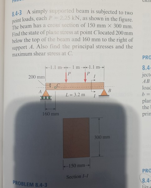 Solved PRO 4-3 A simply supported beam, is subjected to two | Chegg.com