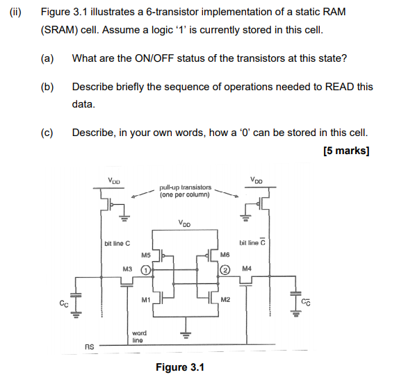 Solved (ii) Figure 3.1 illustrates a 6-transistor | Chegg.com