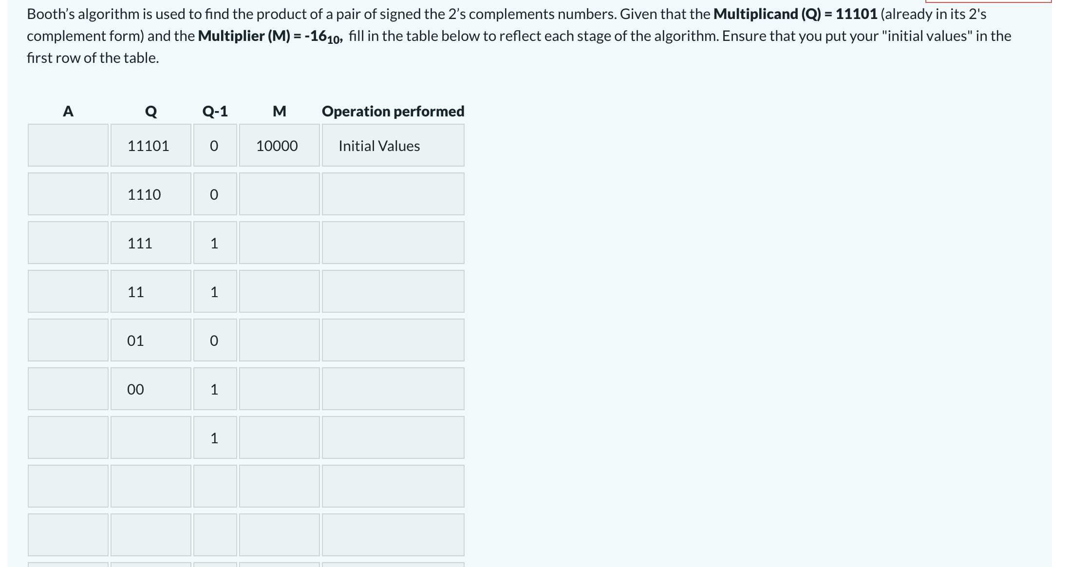 Solved Booth's algorithm is used to find the product of a | Chegg.com