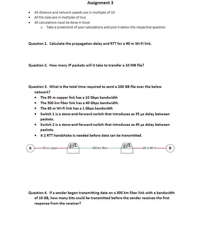 Solved Assignment 3 - All distance and network speeds are in | Chegg.com