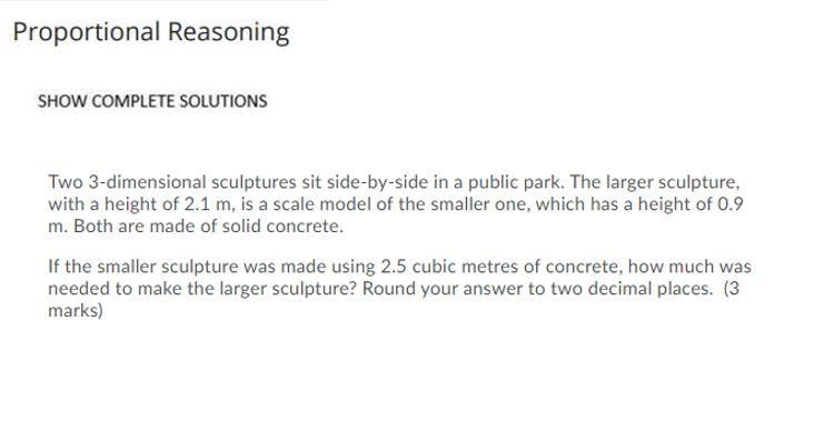 Solved Proportional Reasoning SHOW COMPLETE SOLUTIONS Two | Chegg.com
