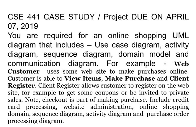 Solved CSE 441 CASE STUDY / Project DUE ON APRIL 07, 2019 | Chegg.com
