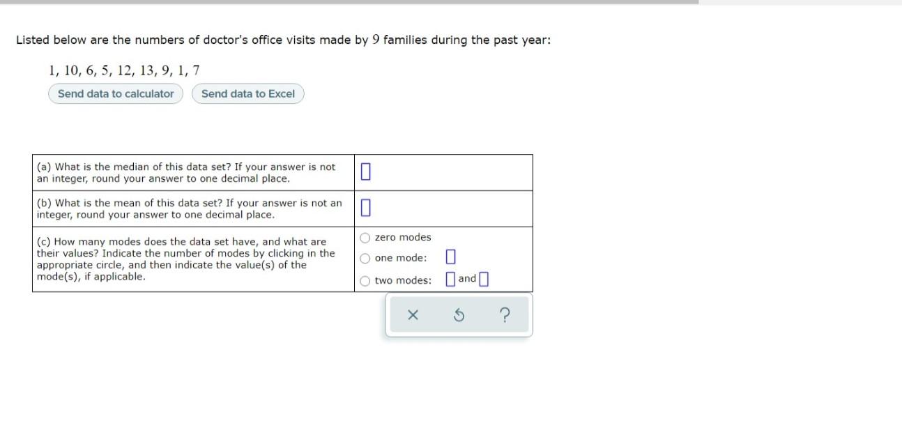 Solved Listed below are the numbers of doctor's office | Chegg.com