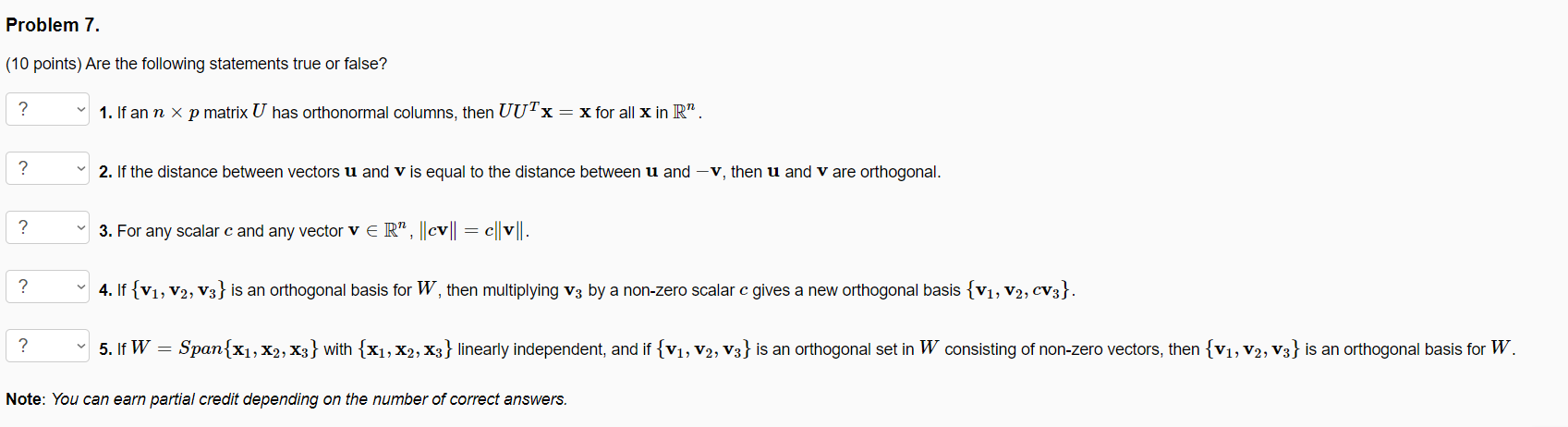 Solved Problem 7. (10 points) Are the following statements | Chegg.com