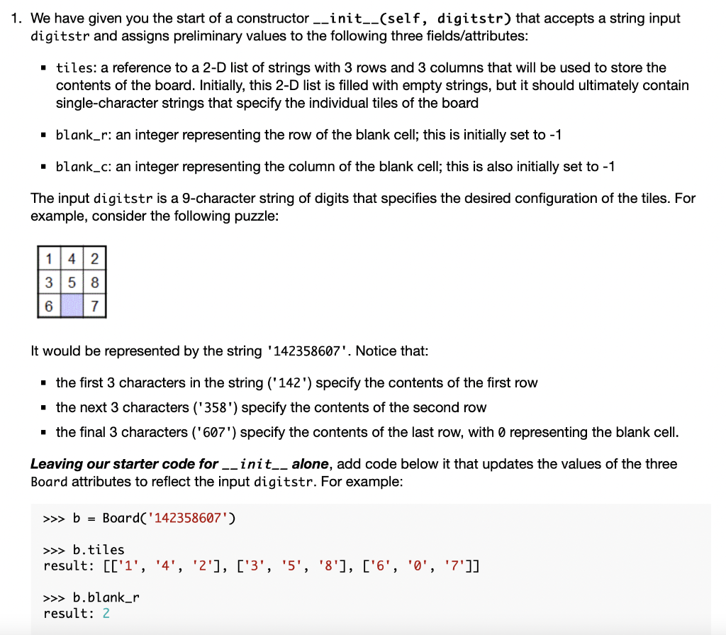 Solved = X board.py X ps9pr1.py GOAL_TILES = [['0', '1', | Chegg.com