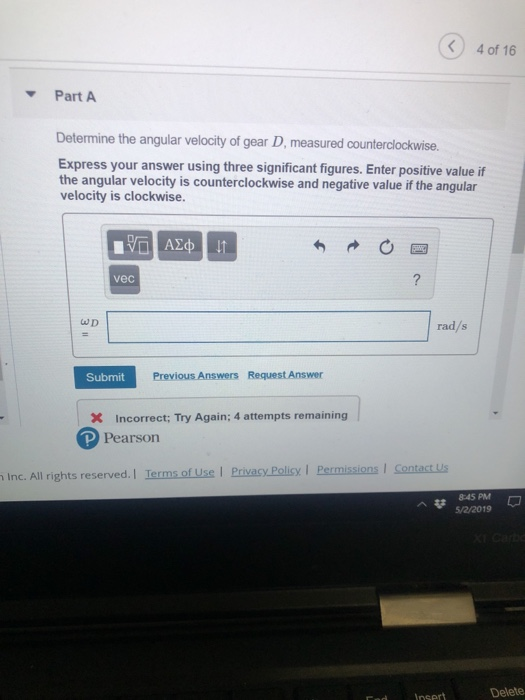 Solved The Motor Turns Gear A With An Angular Acceleration