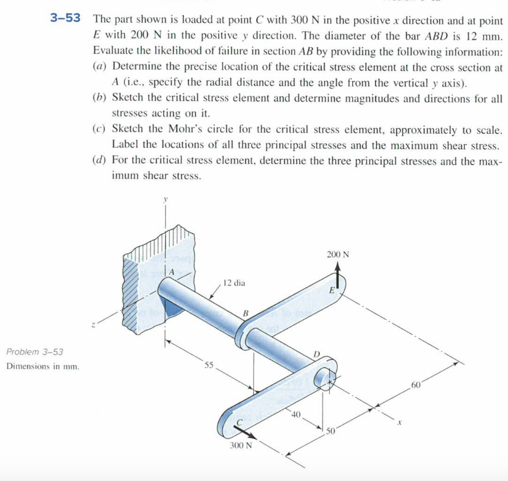 Solved 3-53 The part shown is loaded at point C with 300 N | Chegg.com