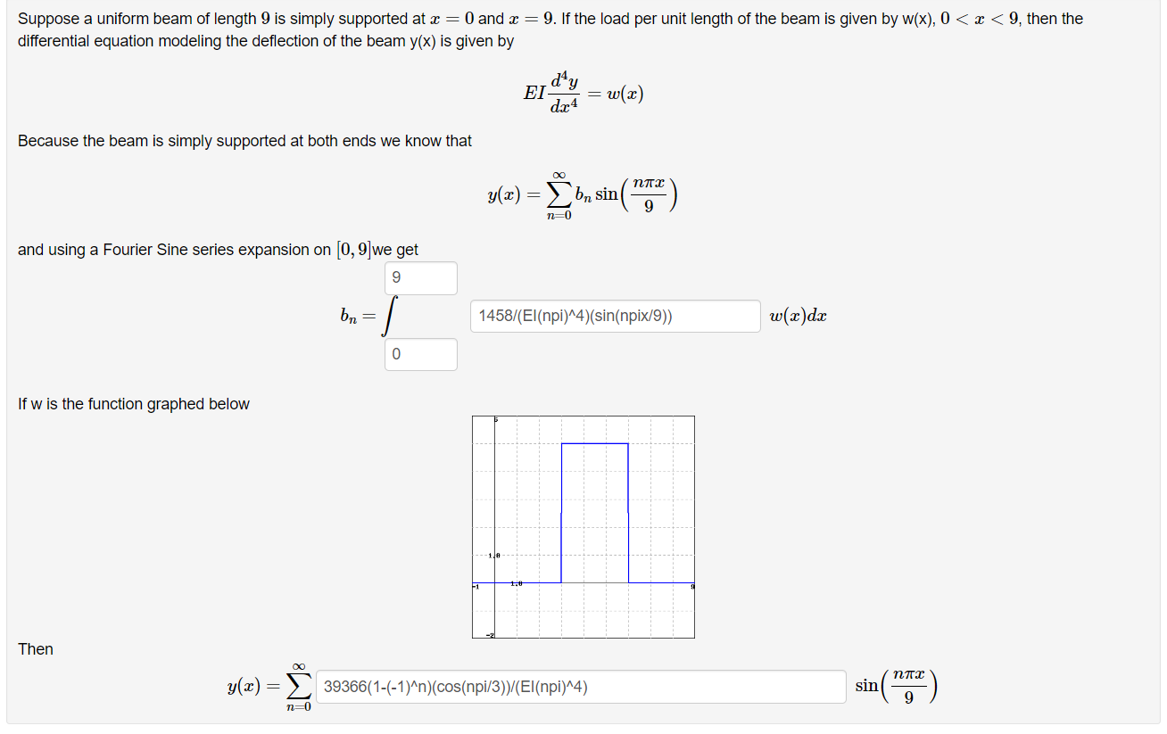 Solved Suppose a uniform beam of length 9 is simply | Chegg.com