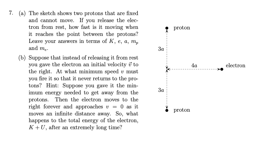 Solved (a) The sketch shows two protons that are fixed and | Chegg.com