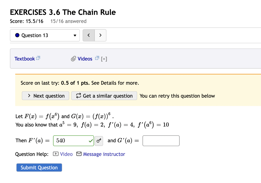 Solved EXERCISES 3.6 The Chain Rule Score: 15.5/16 15/16 | Chegg.com