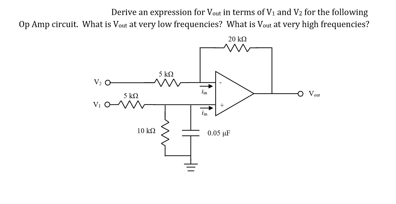 Solved Derive an expression for Vout in terms of V1 and V2 | Chegg.com