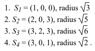 Find the intersection of the following four spheres | Chegg.com