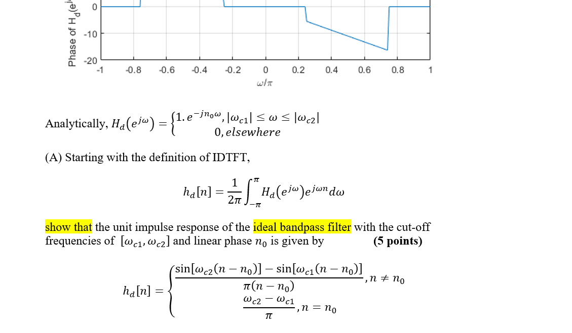 Solved For the Hamming window-based design of a bandpass FIR | Chegg.com