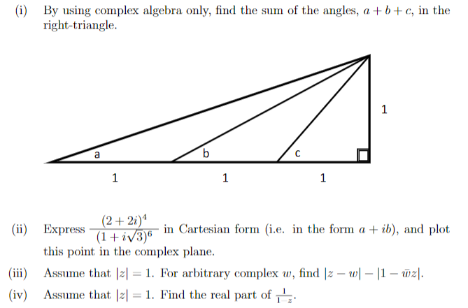 Solved (i) By using complex algebra only, find the sum of | Chegg.com