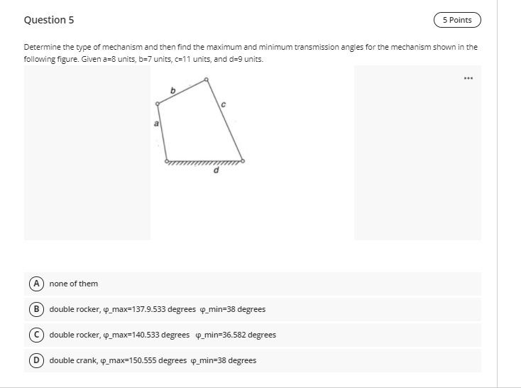 Solved Question 5 5 Points Determine the type of mechanism | Chegg.com