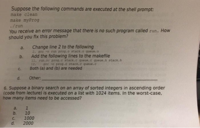 Solved 5. Suppose a file called makefile contains the | Chegg.com