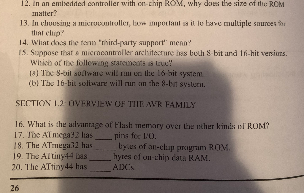12. In an embedded controller with on-chip ROM, why | Chegg.com