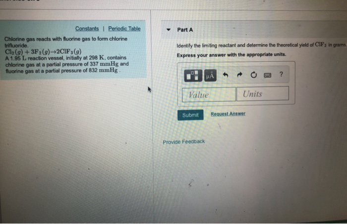Solved Constants Periodic Table Part A Chlorine gas reacts | Chegg.com