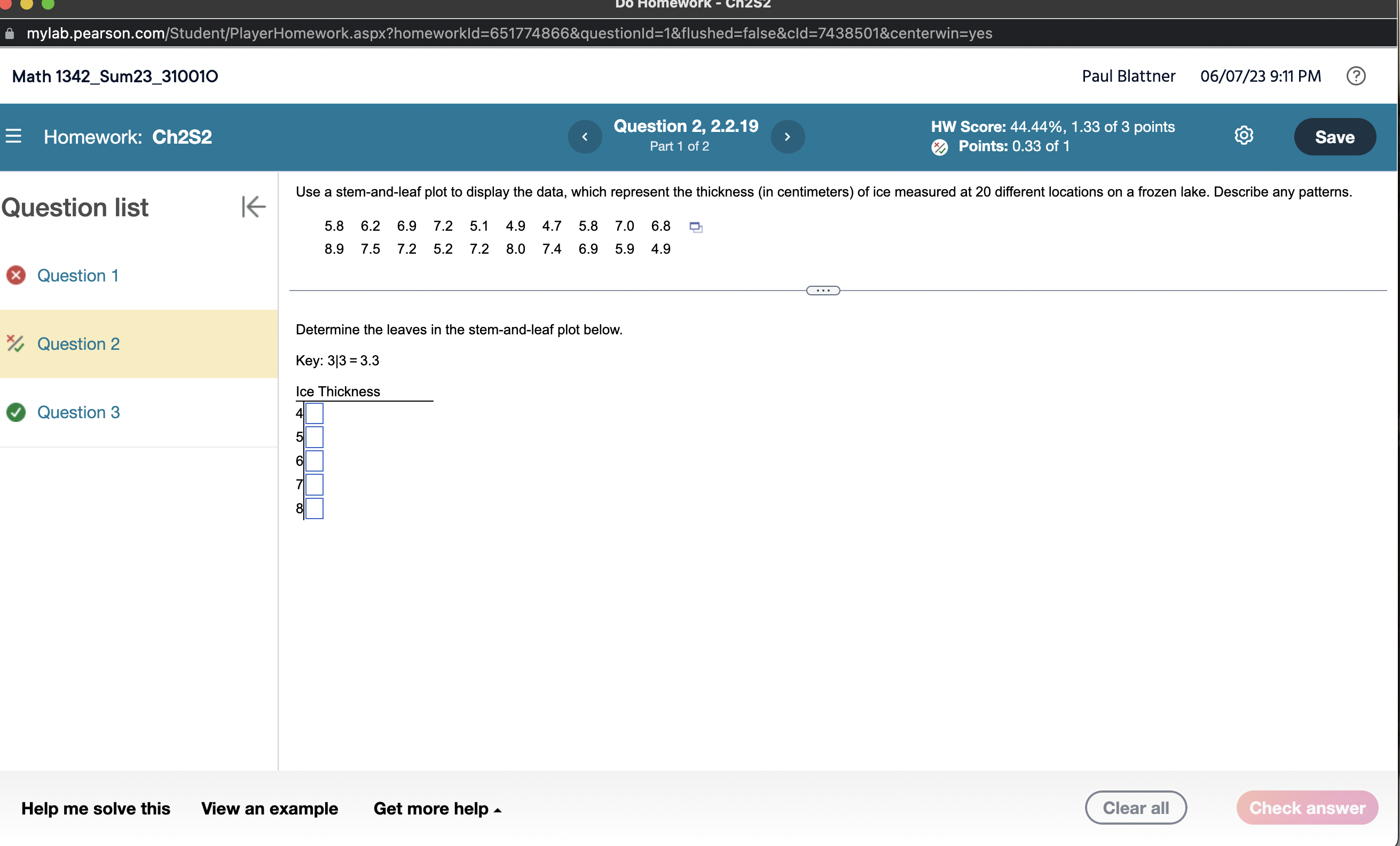 Use a stem-and-leaf plot to display the data, which | Chegg.com