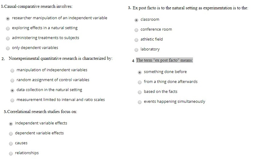 Solved 1.Causal-comparative research involves 3. Ex post | Chegg.com