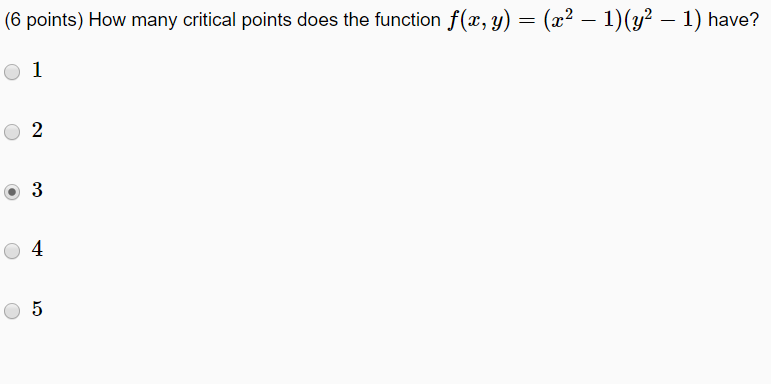 Solved (6 points) How many critical points does the function | Chegg.com