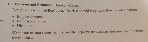 (Solved) : 1 Employee Productionkorker Classes Design Class Named ... (Solved) : 1 Employee Productionkorker Classes Design Class Named ...