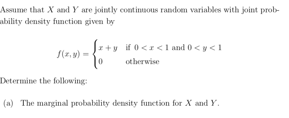 Solved Assume that X and Y are jointly continuous random | Chegg.com