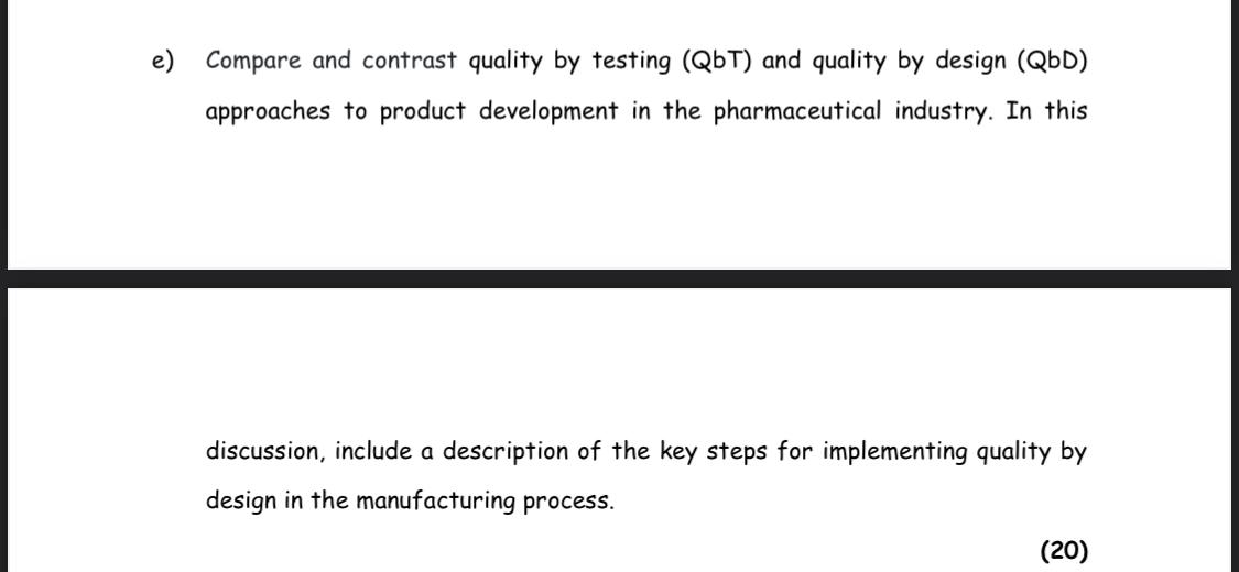 Solved Compare and contrast quality by testing (QbT) and | Chegg.com